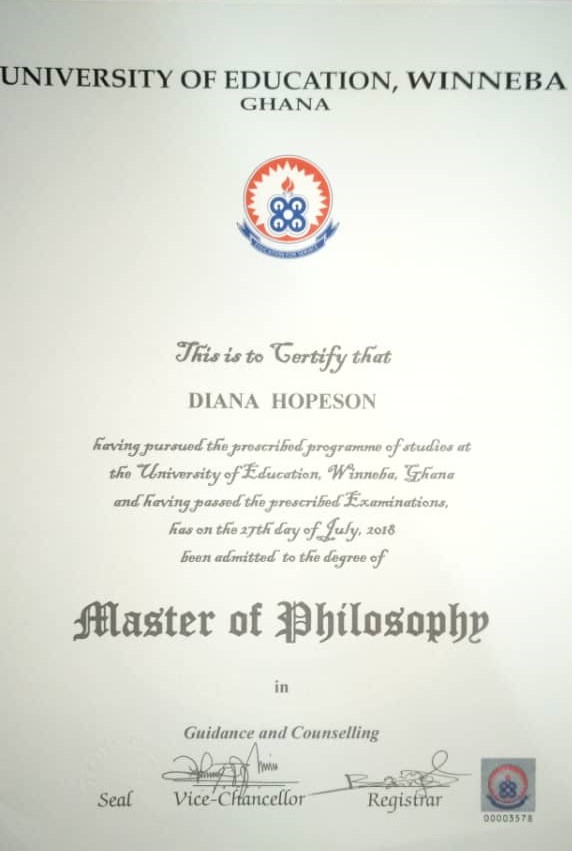 Former MUSIGA President Diana Hopeson graduates from UEW with Master’s ... Former MUSIGA President Diana Hopeson graduates from UEW with Master’s ...