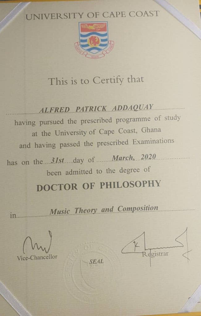 Classical musician Patrick Addaquay awarded Doctorate degree in Music ...