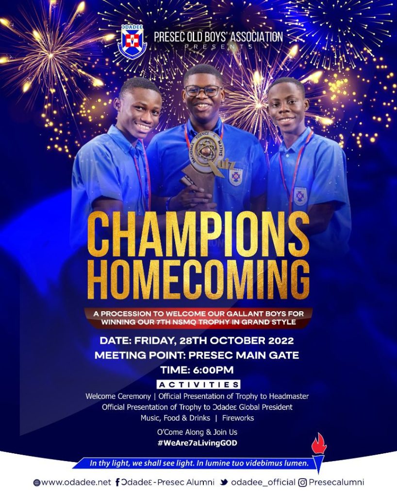 PRESEC Legon celebrates NSMQ 2022 winners - Ghana Weekend