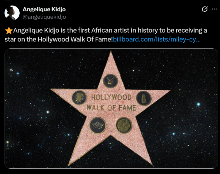 Angelique Kidjo becomes first African artiste to receive a Star on ...