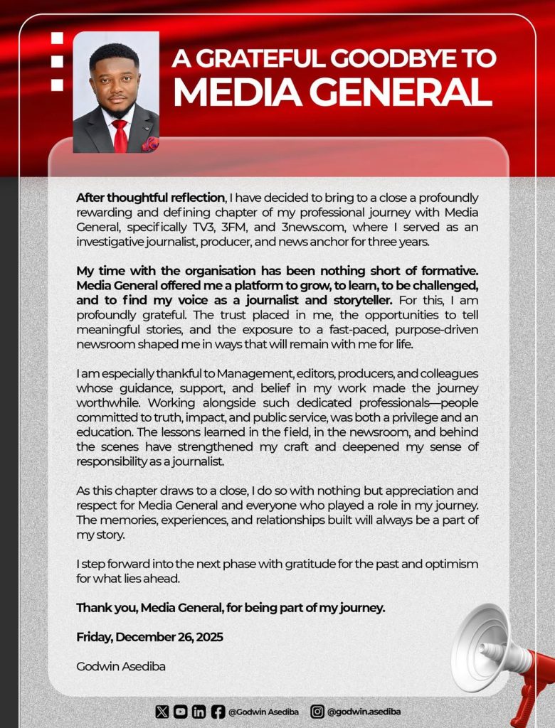 Award-winning journalist Godwin Asediba exits Media General after three ...